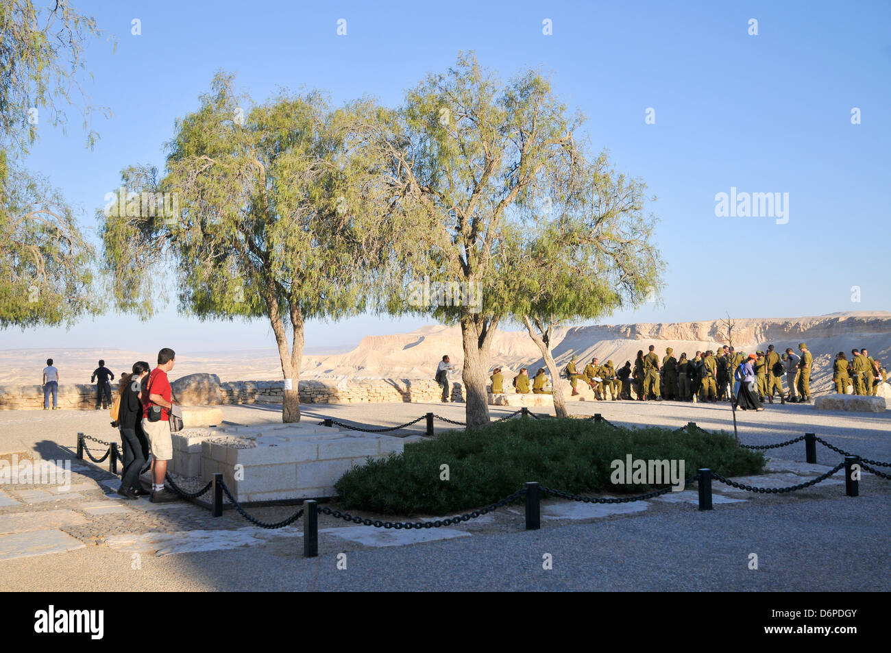 Israel, Negev, Kibbutz Sde Boker, the grave of David (right) and Pola ...