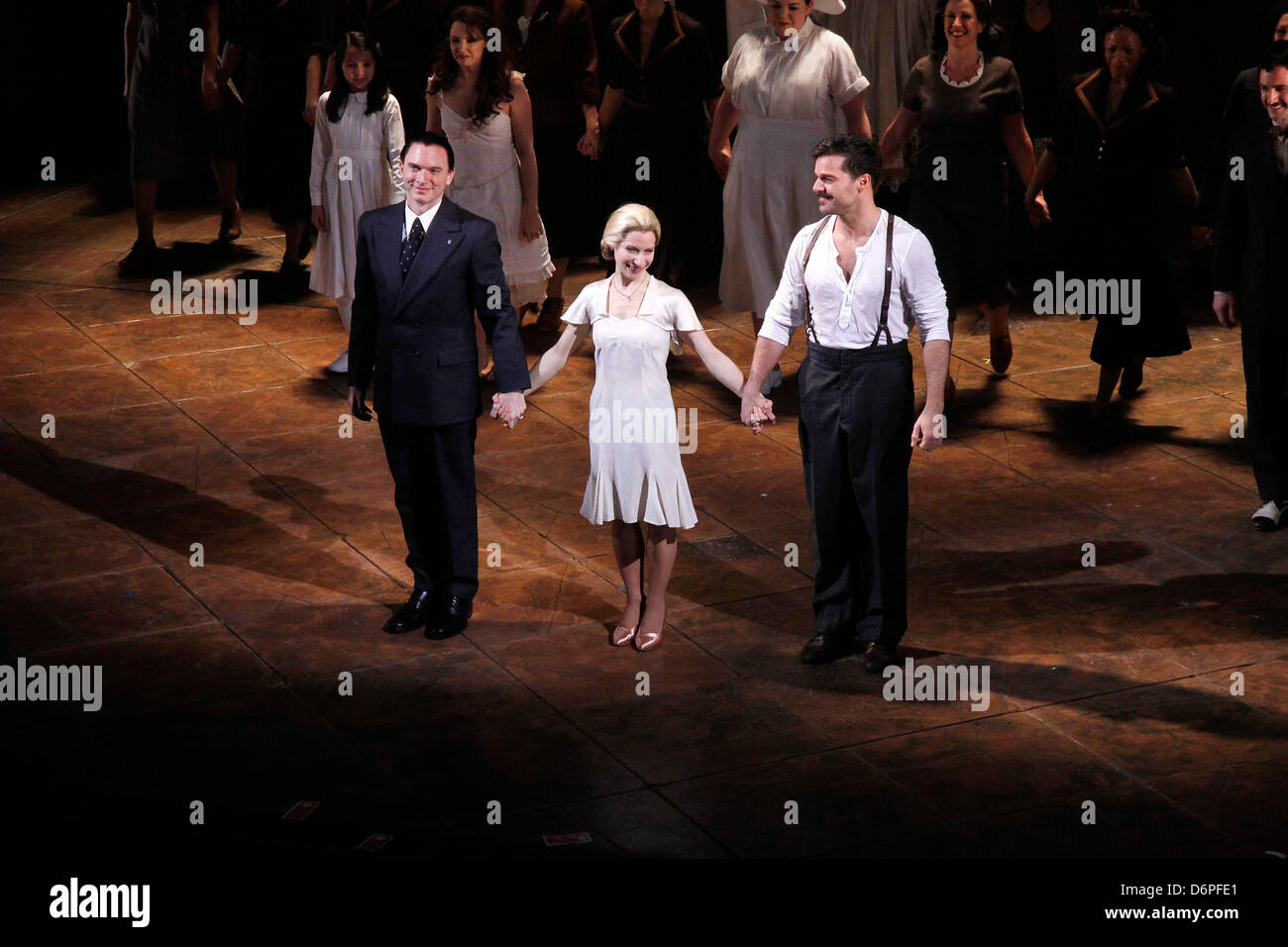 Michael Cerveris, Elena Roger, Ricky Martin and cast Curtain call after ...