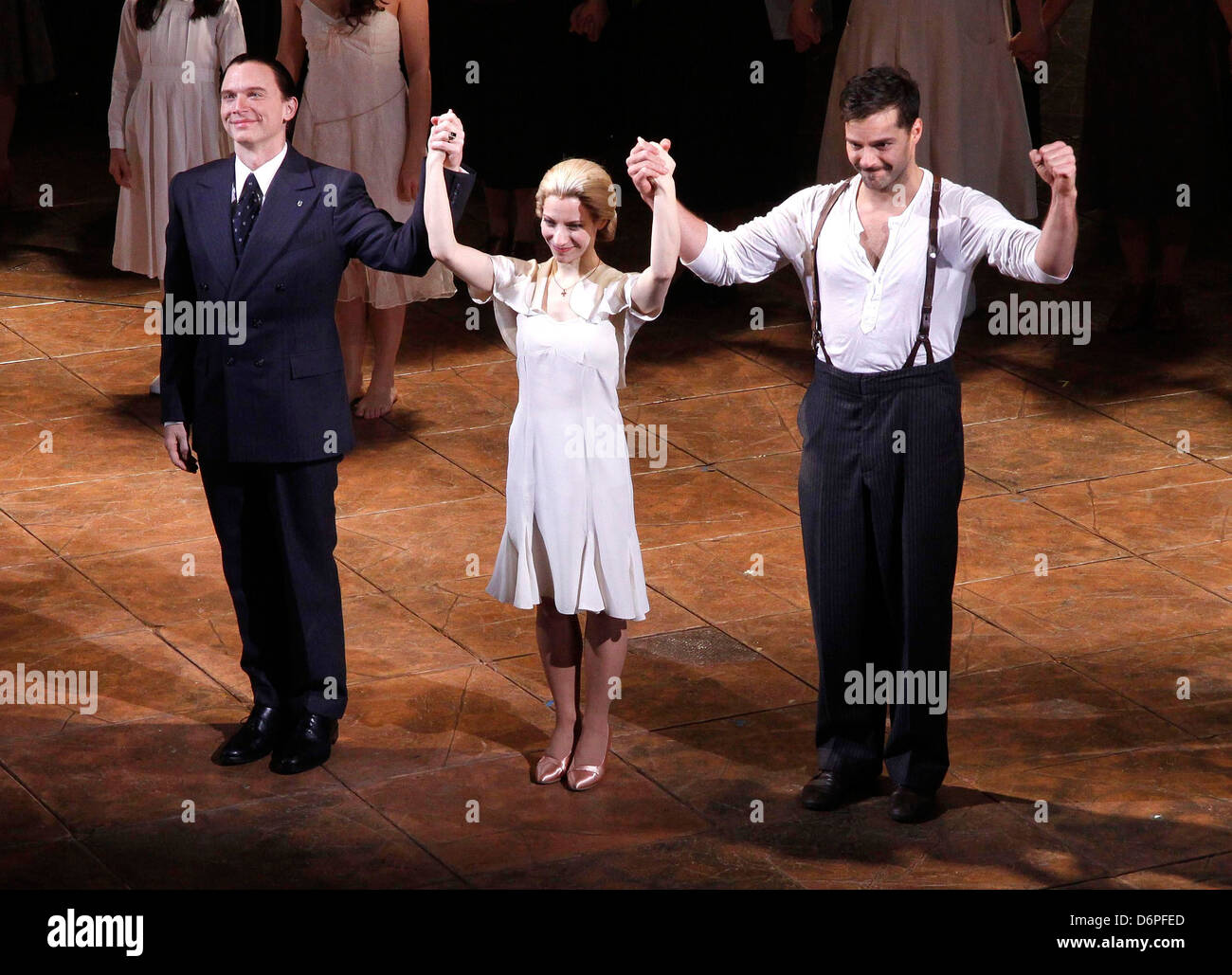 Michael Cerveris, Elena Roger and Ricky Martin Curtain call after the ...