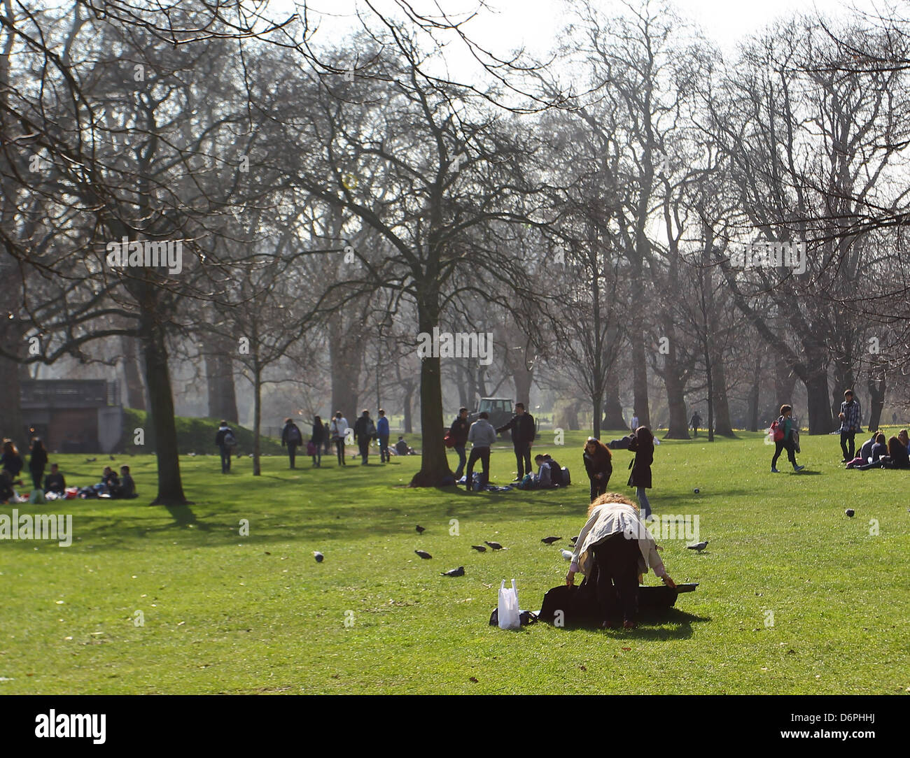 People enjoying the warm spring weather in St James's Park. Forecasters ...