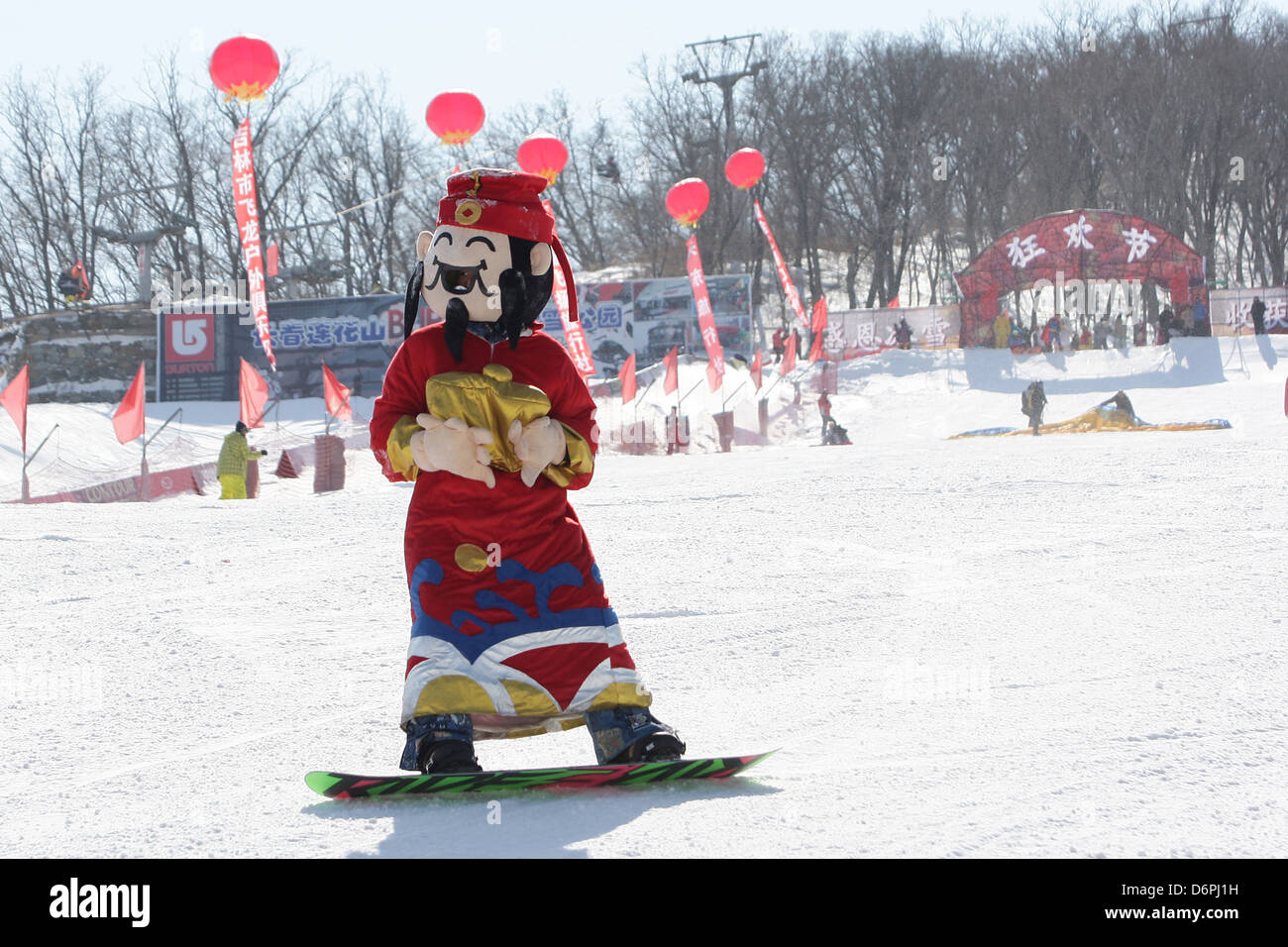 Competitors dress up in costumes at the Bikini Ski Contest Competitors ...