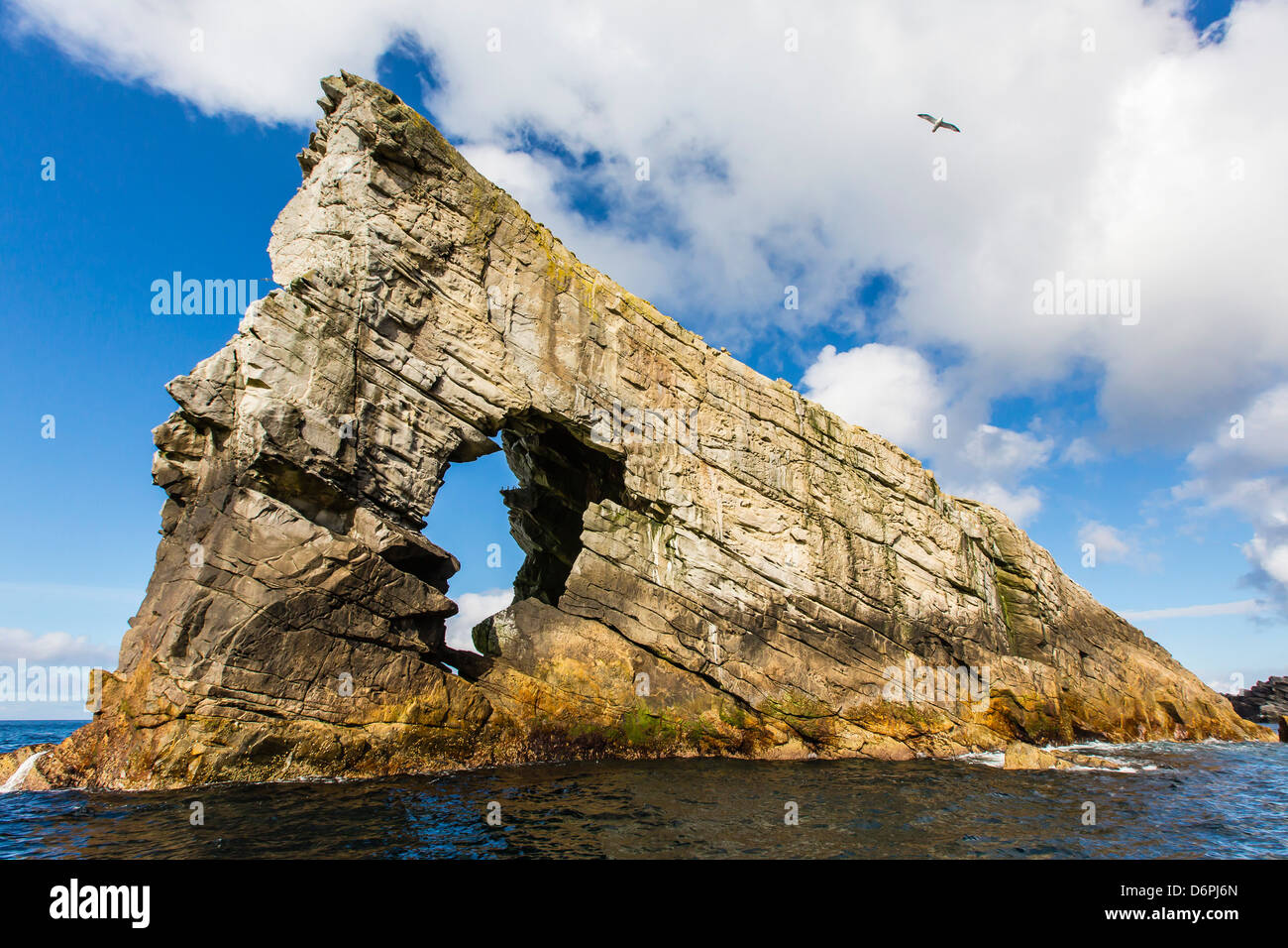 Rock formation known as Gada's Stack on Foula Island, Shetlands ...