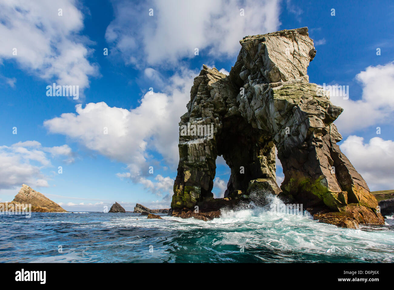 Rock formation known as Gada's Stack on Foula Island, Shetlands ...