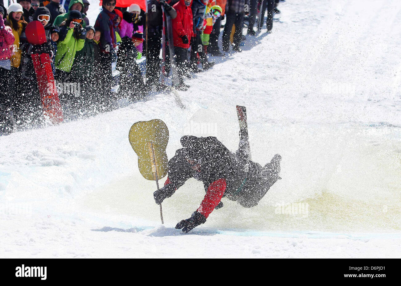 Competitors dress up in costumes at the Bikini Ski Contest Competitors ...