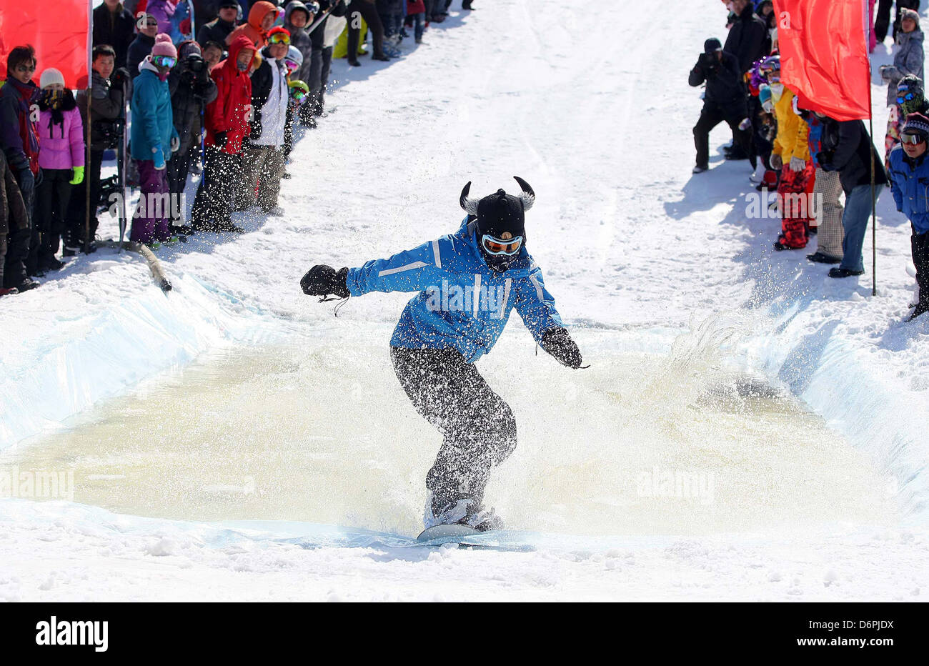 Competitors dress up in costumes at the Bikini Ski Contest Competitors ...