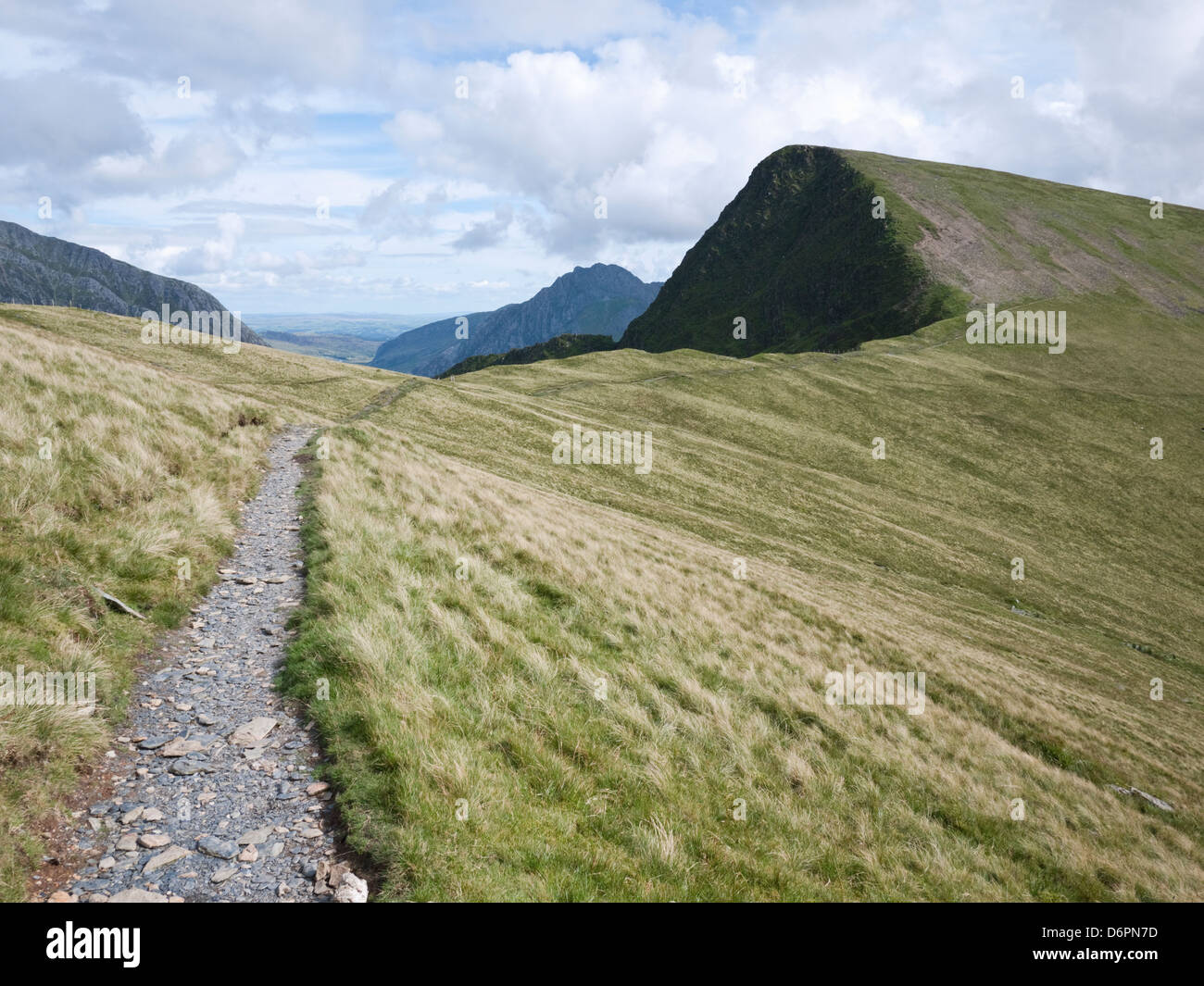 The path across Bwlch y Brecan from Elidir Fawr, looking ahead to the ...