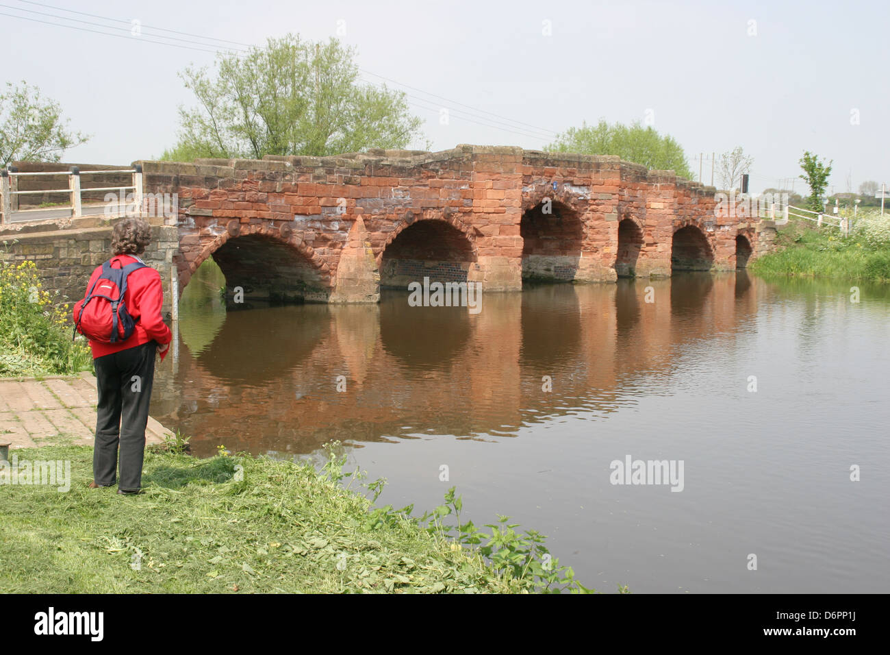 16th century bridge River Avon and walker Eckington Worcestershire ...