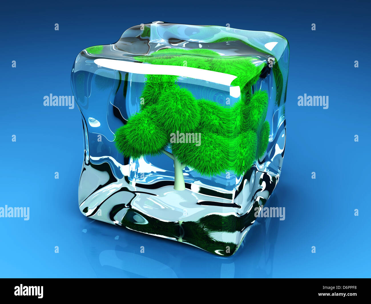 A frozen Tree in a Ice Cube. 3D rendered Illustration Stock Photo - Alamy