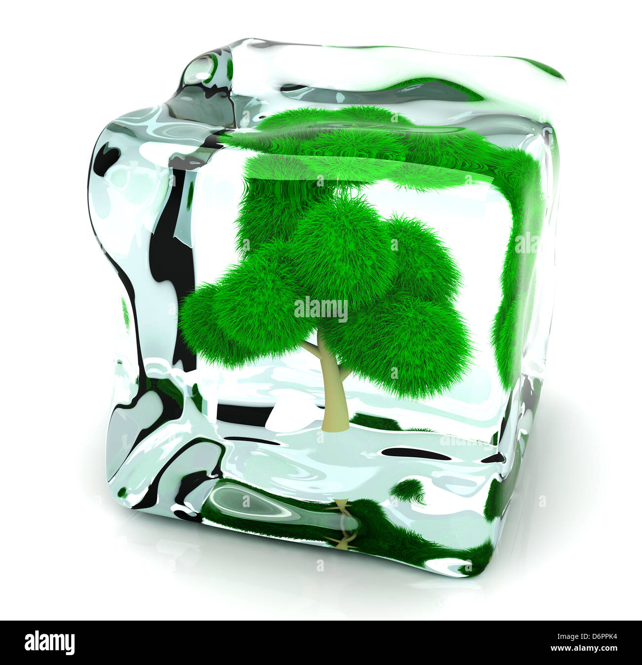 A frozen Tree in a Ice Cube. 3D rendered Illustration Stock Photo - Alamy