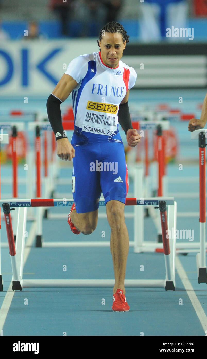 France's Pascal Martinot-Lagarde competes in the men's 60m hurdles semi ...