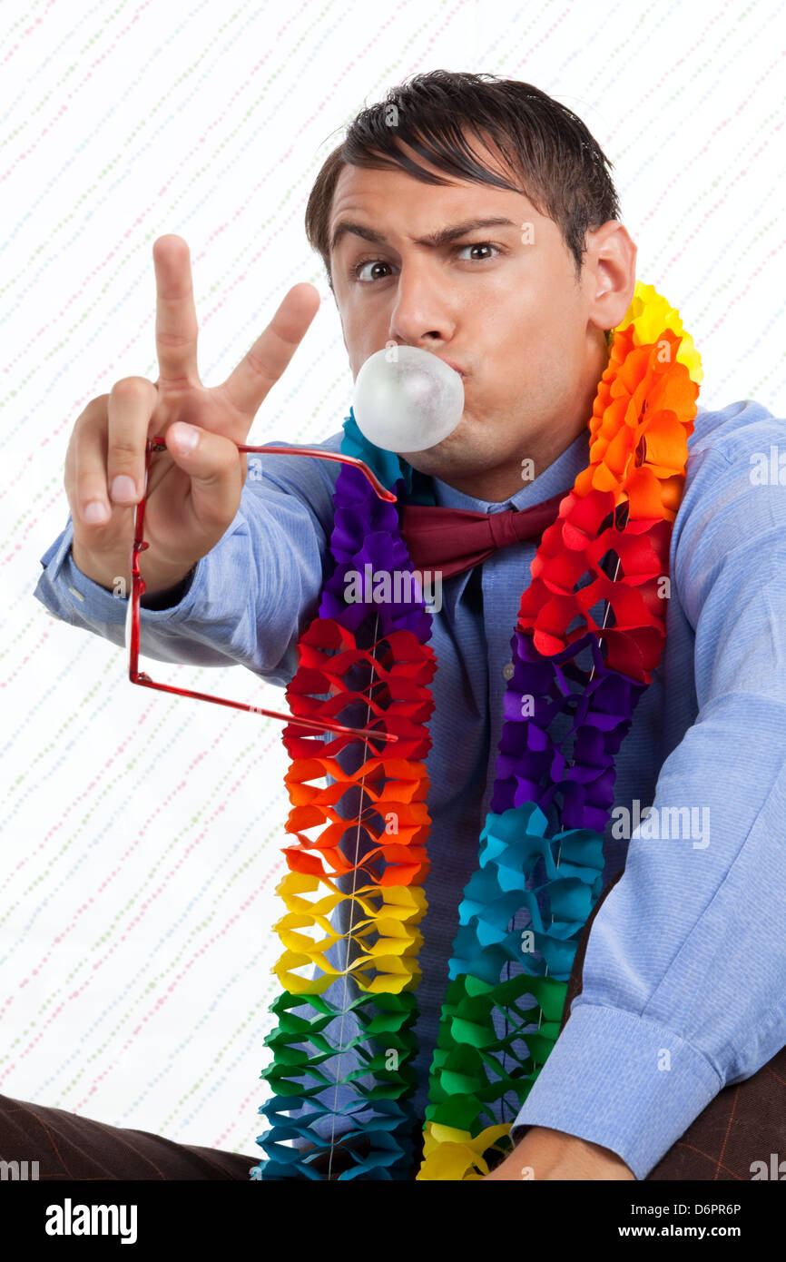 Retro Man Peace Sign Stock Photo - Alamy