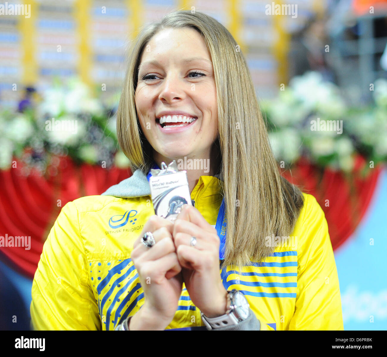 Sweden's Ebba Jungmark during the medal ceremony for the women's high ...