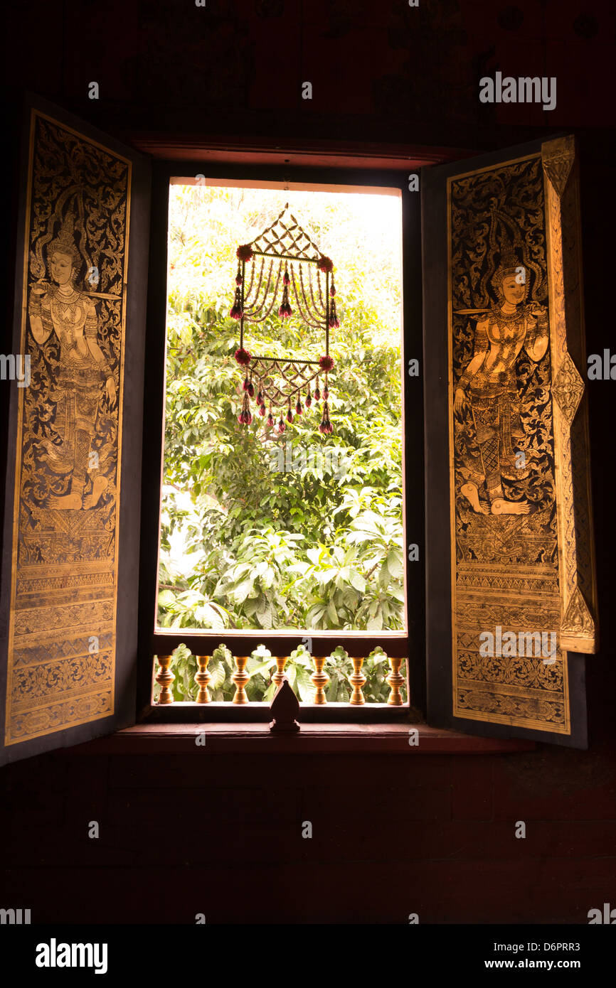Old wooden window in the temple. making by handmade Stock Photo - Alamy