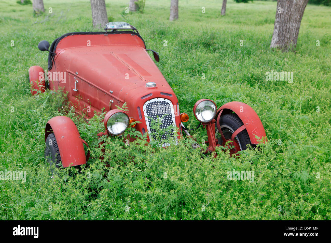 Old car rusting away in a field, New York State, USA Stock Photo - Alamy