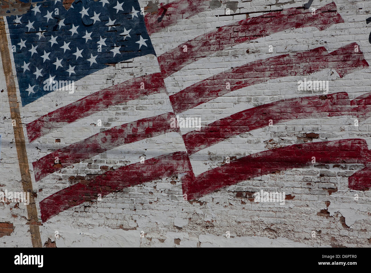 American flag painted on a wall, Calvert, Robertson County, Texas, USA ...