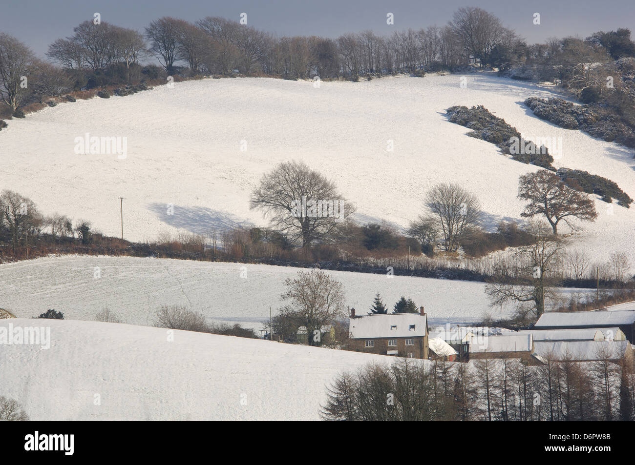 A view of snow covered hills in Dorset UK Stock Photo - Alamy