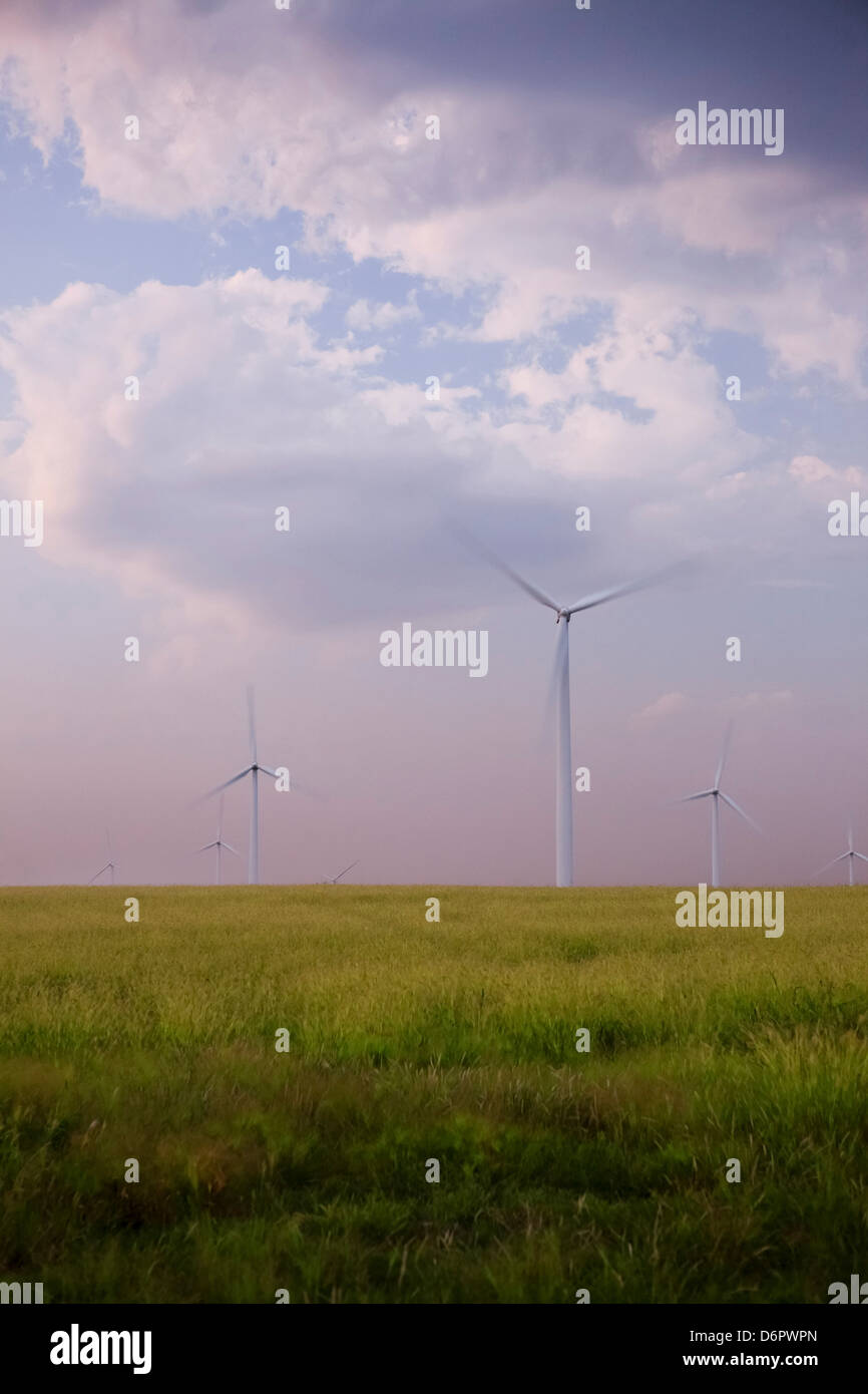 USA, Texas, Wind turbines at sunrise Stock Photo - Alamy