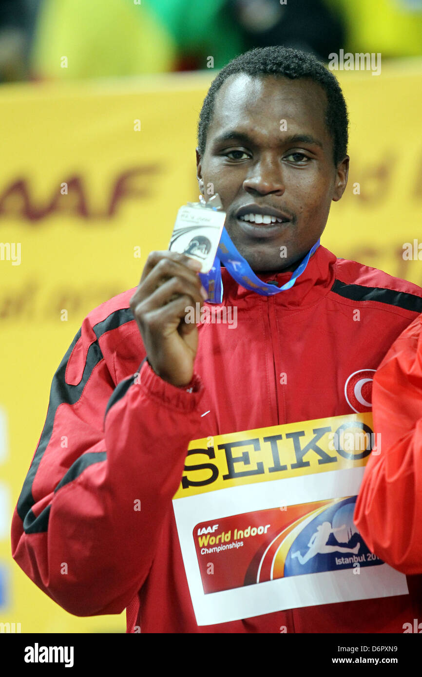 Ilham Tanui Ozbilen of Turkey celebrates as he wins Silver in the Men's ...