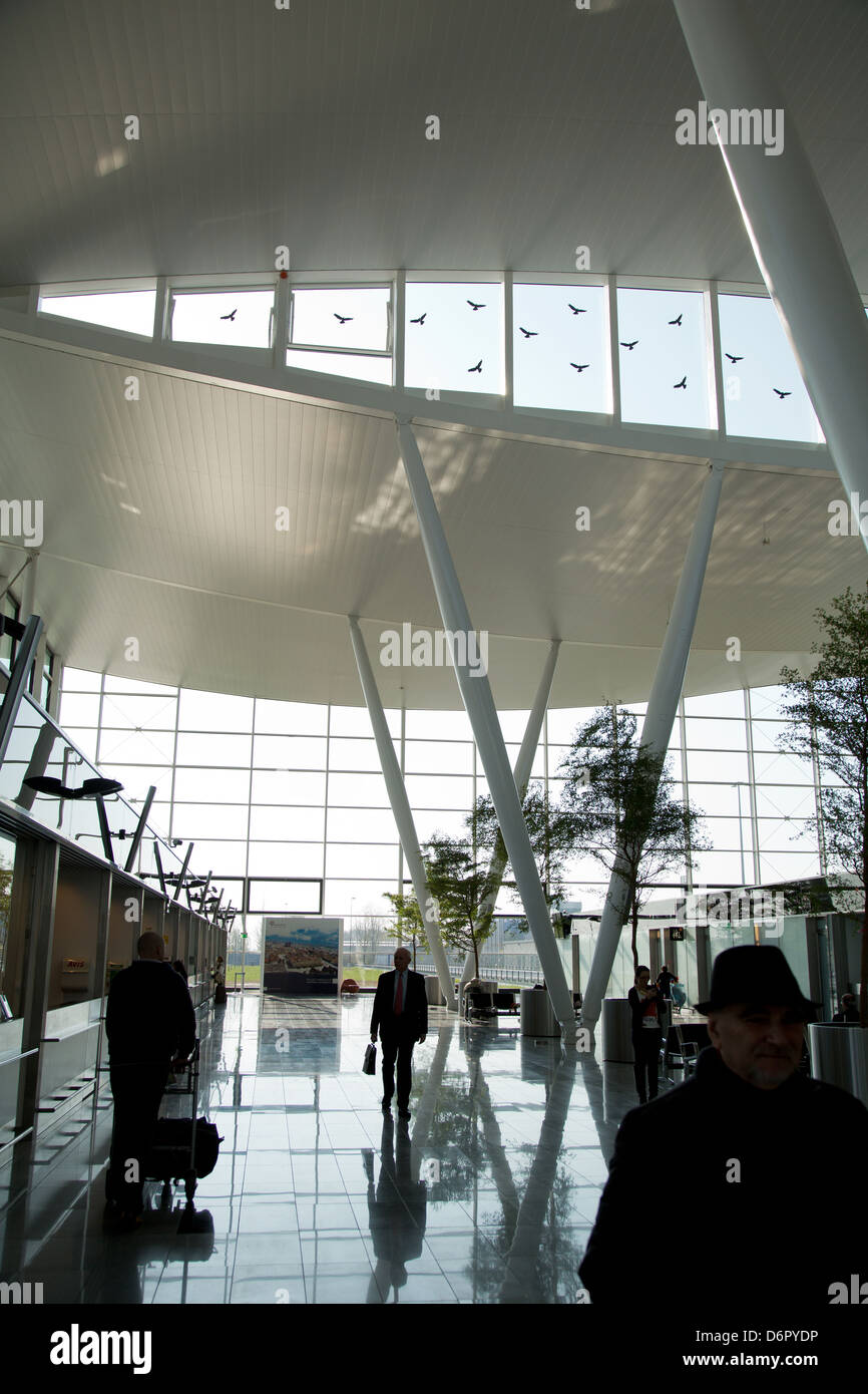 Wroclaw, Poland, the new Copernicus Airport Wroclaw, interior view of ...
