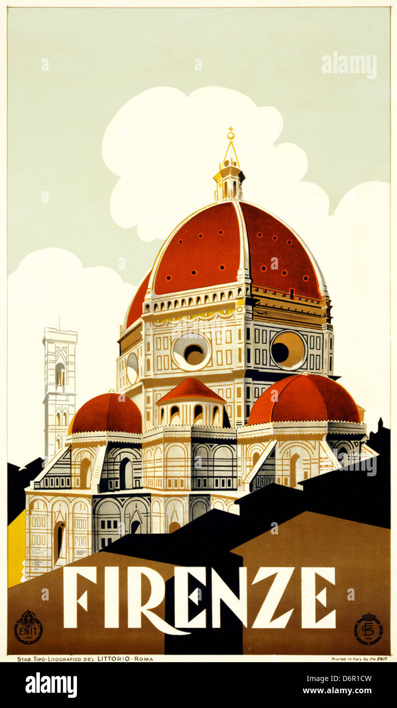 Firenze, travel poster for ENIT, 1930 Stock Photo - Alamy
