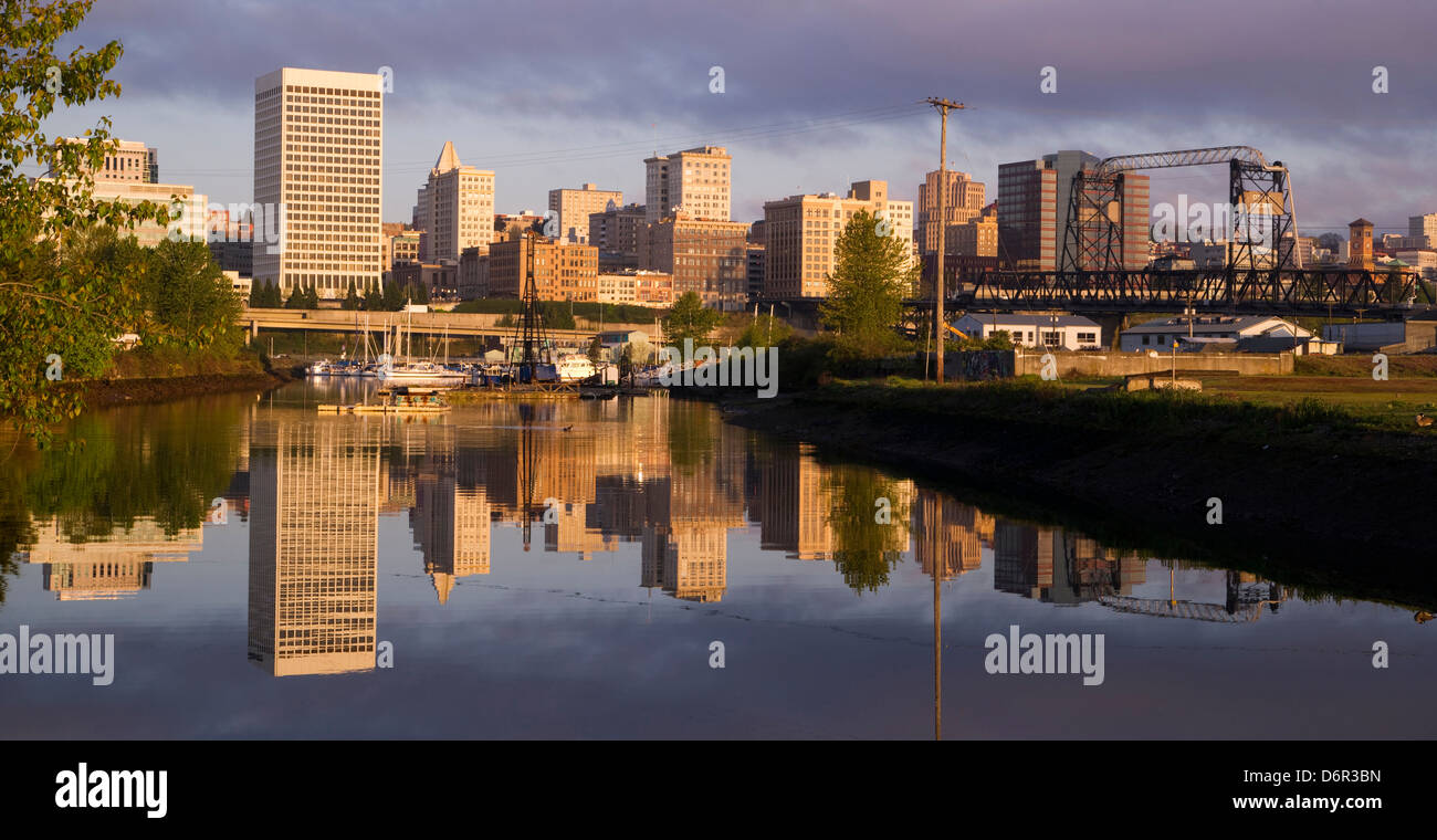 Tacoma Washington along the water at Sunrise Stock Photo - Alamy