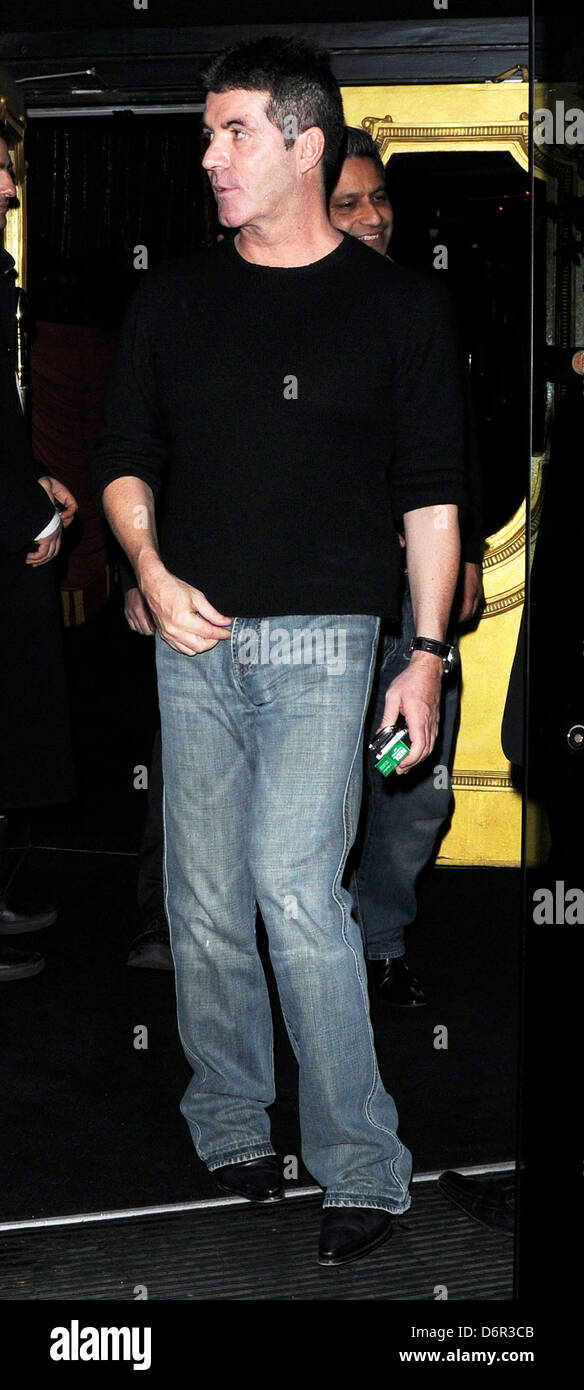 Simon Cowell and journalist Rav Singh leave Stringfellows club London ...