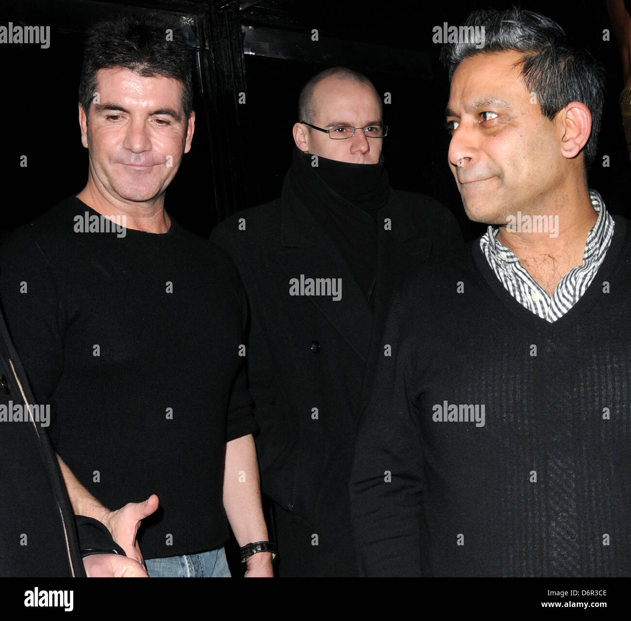 Simon Cowell and journalist Rav Singh leave Stringfellows club London ...