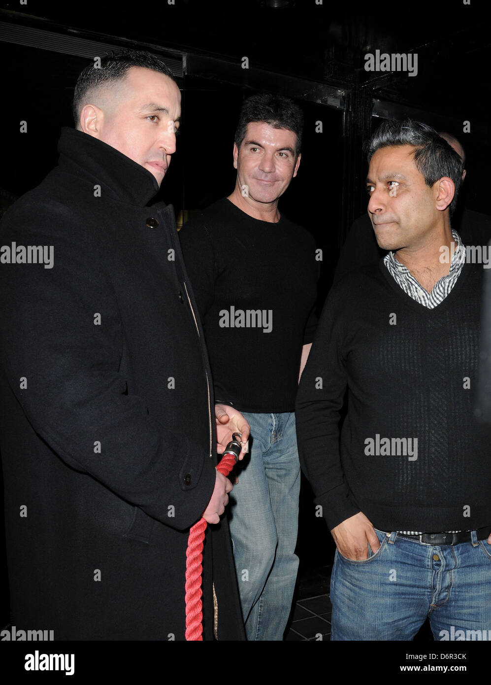 Simon Cowell and journalist Rav Singh leave Stringfellows club London ...