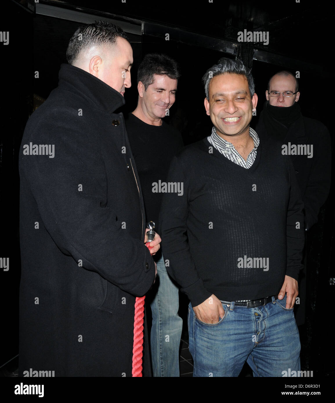 Simon Cowell and journalist Rav Singh leave Stringfellows club London ...
