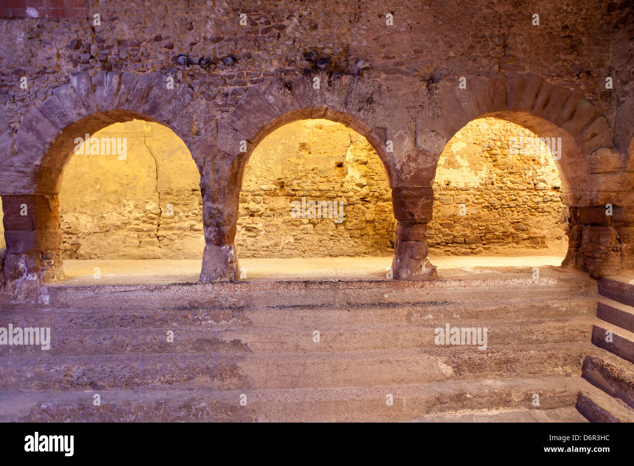 Roman thermal baths in Caldes de Montbui, Barcelona, Spain Stock Photo ...