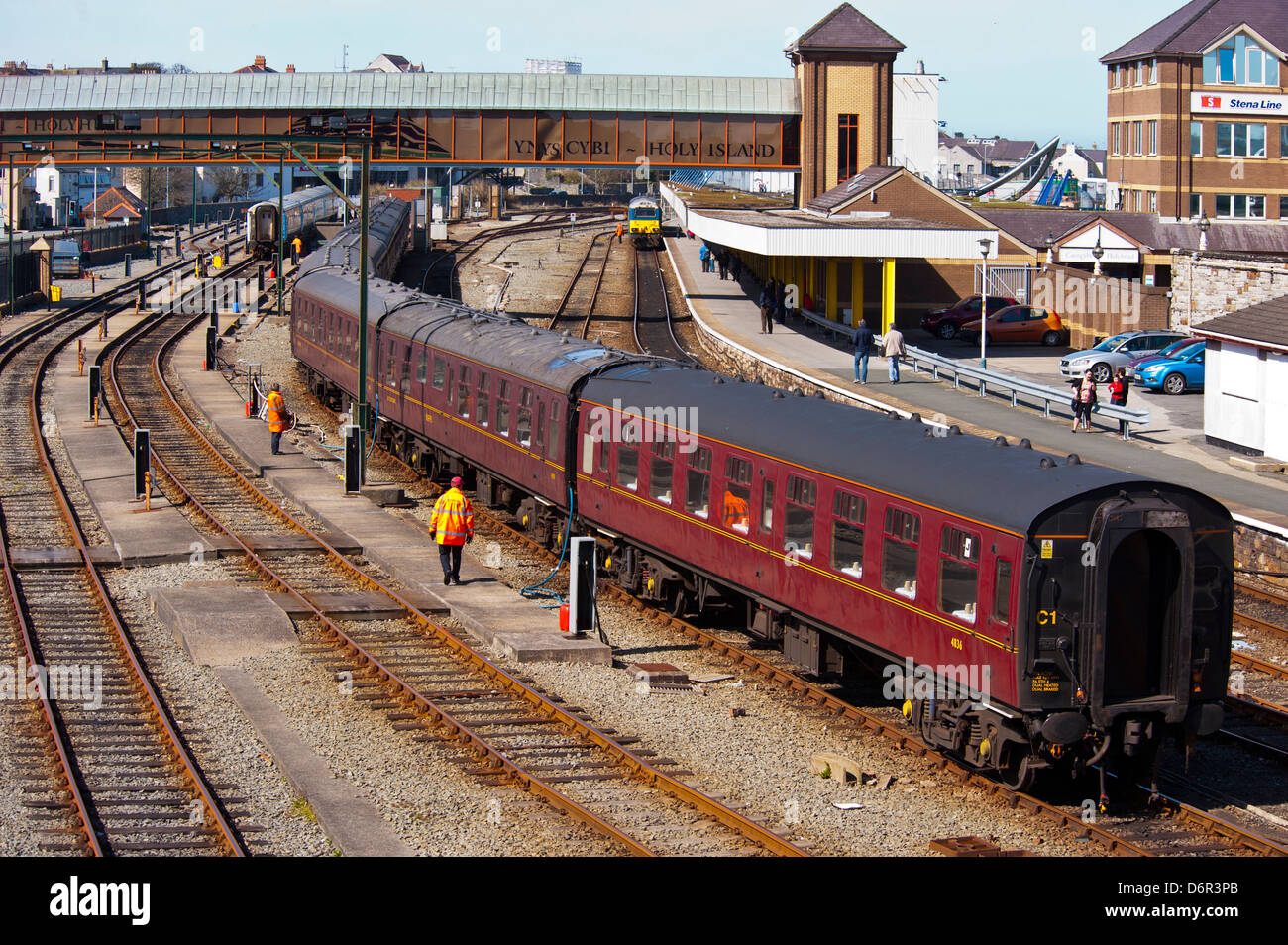Holyhead Station Anglesey North Wales Uk Train carriages drawn by the ...