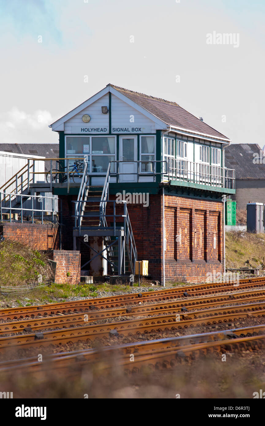 Holyhead Station signal box Anglesey North Wales Uk Stock Photo - Alamy