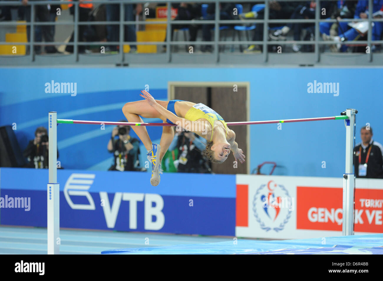 Sweden's Emma Green Tregaro jumps during the women's high jump ...