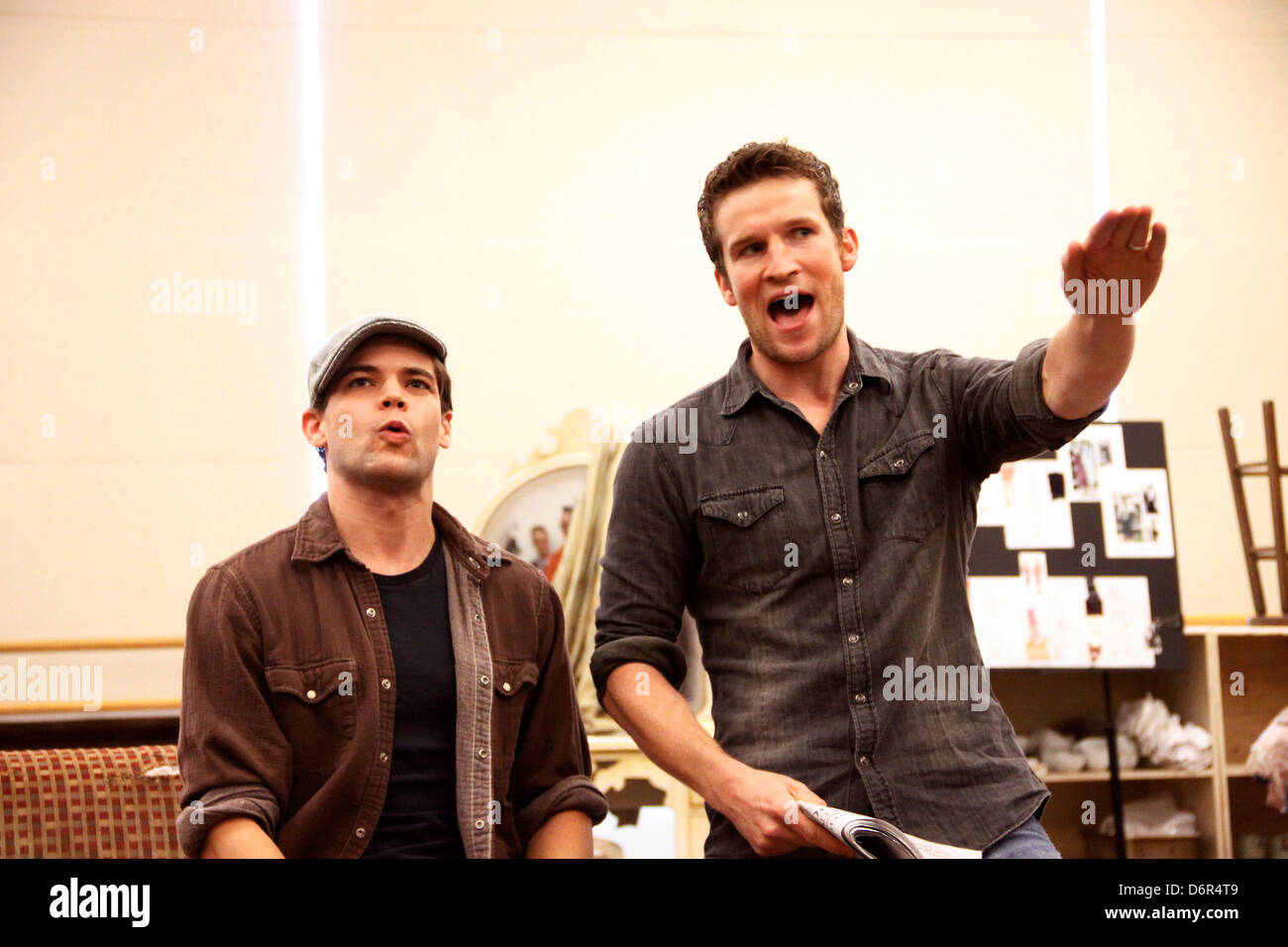 Jeremy Jordan and Claybourne Elder Photo call and rehearsal for the ...