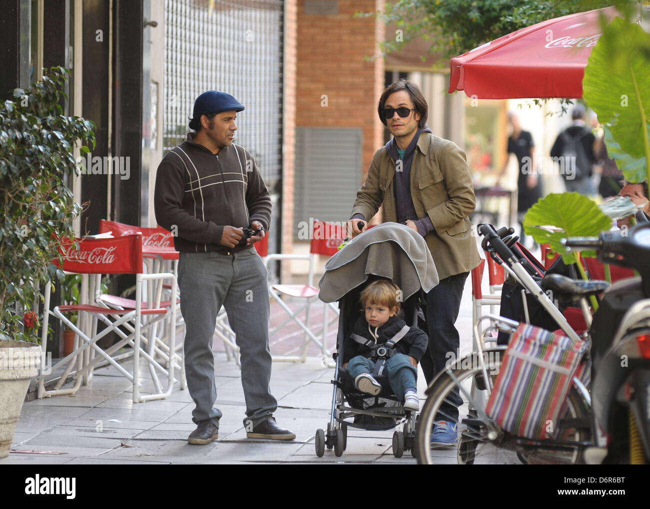 Gael Garcia Bernal and his son Lazaro out for a walk Buenos Aires ...