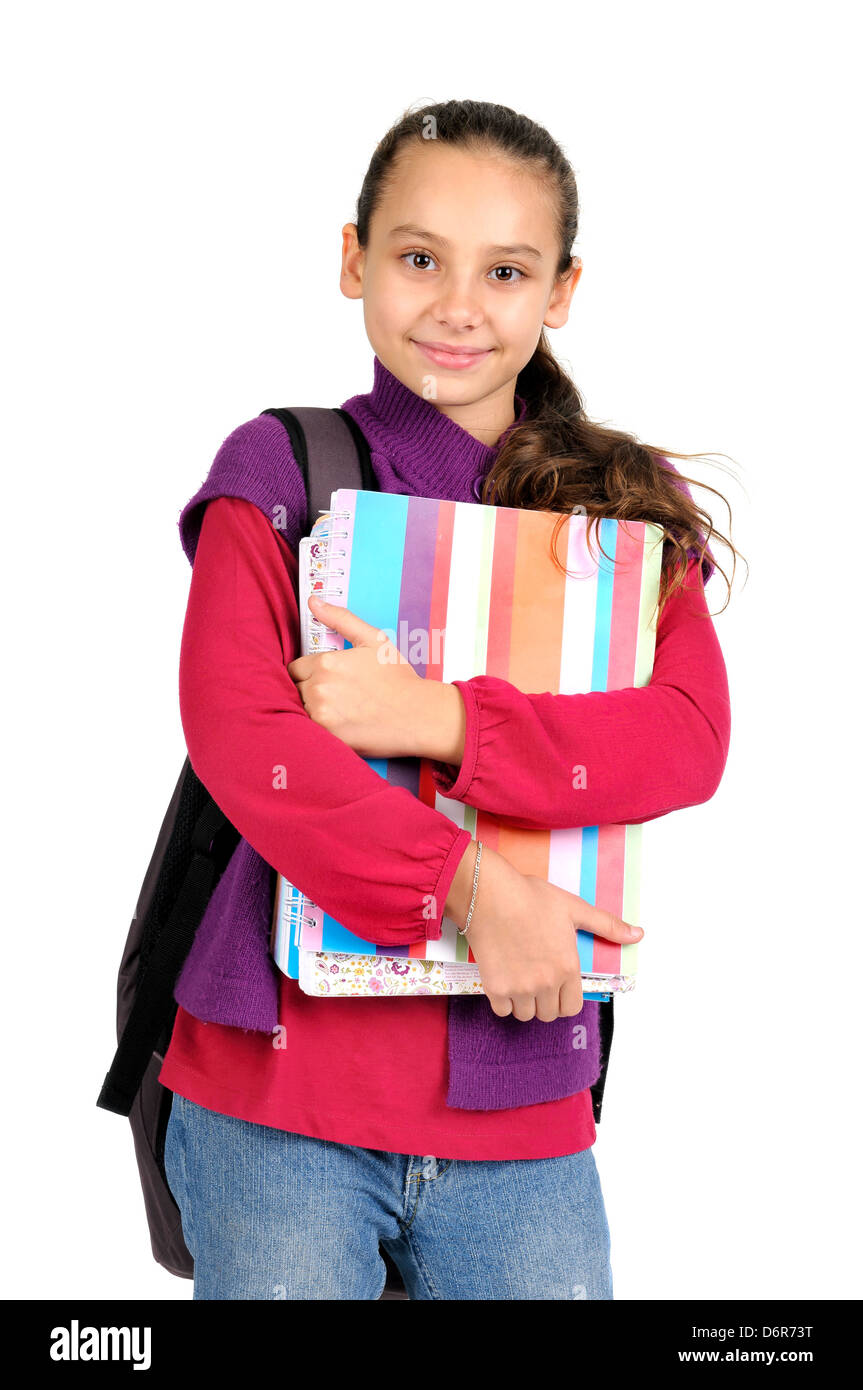 Beautiful young girl student isolated in white Stock Photo - Alamy Beautiful young girl student isolated in white Stock Photo - Alamy