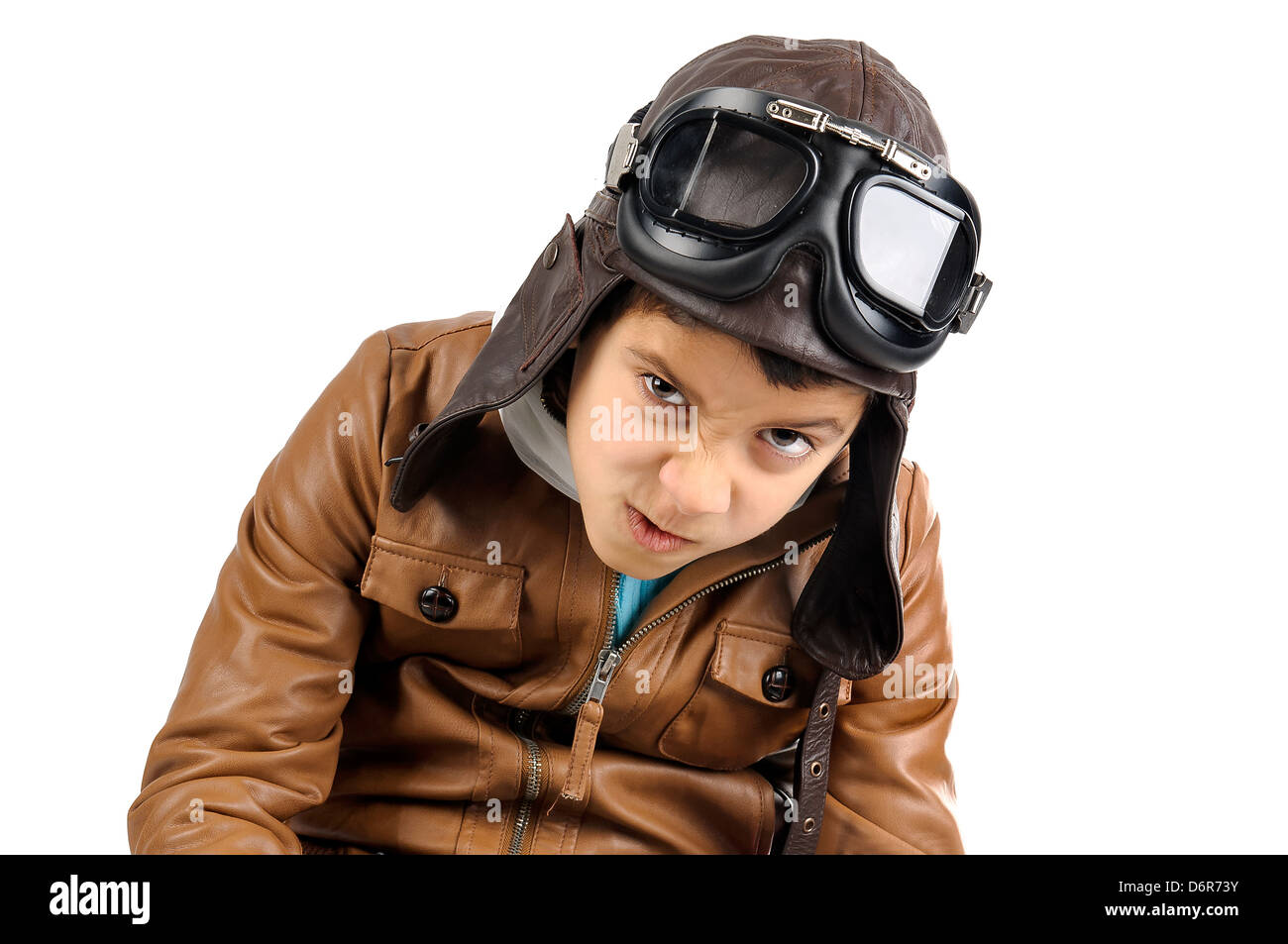 Young boy pilot isolated in white Stock Photo - Alamy