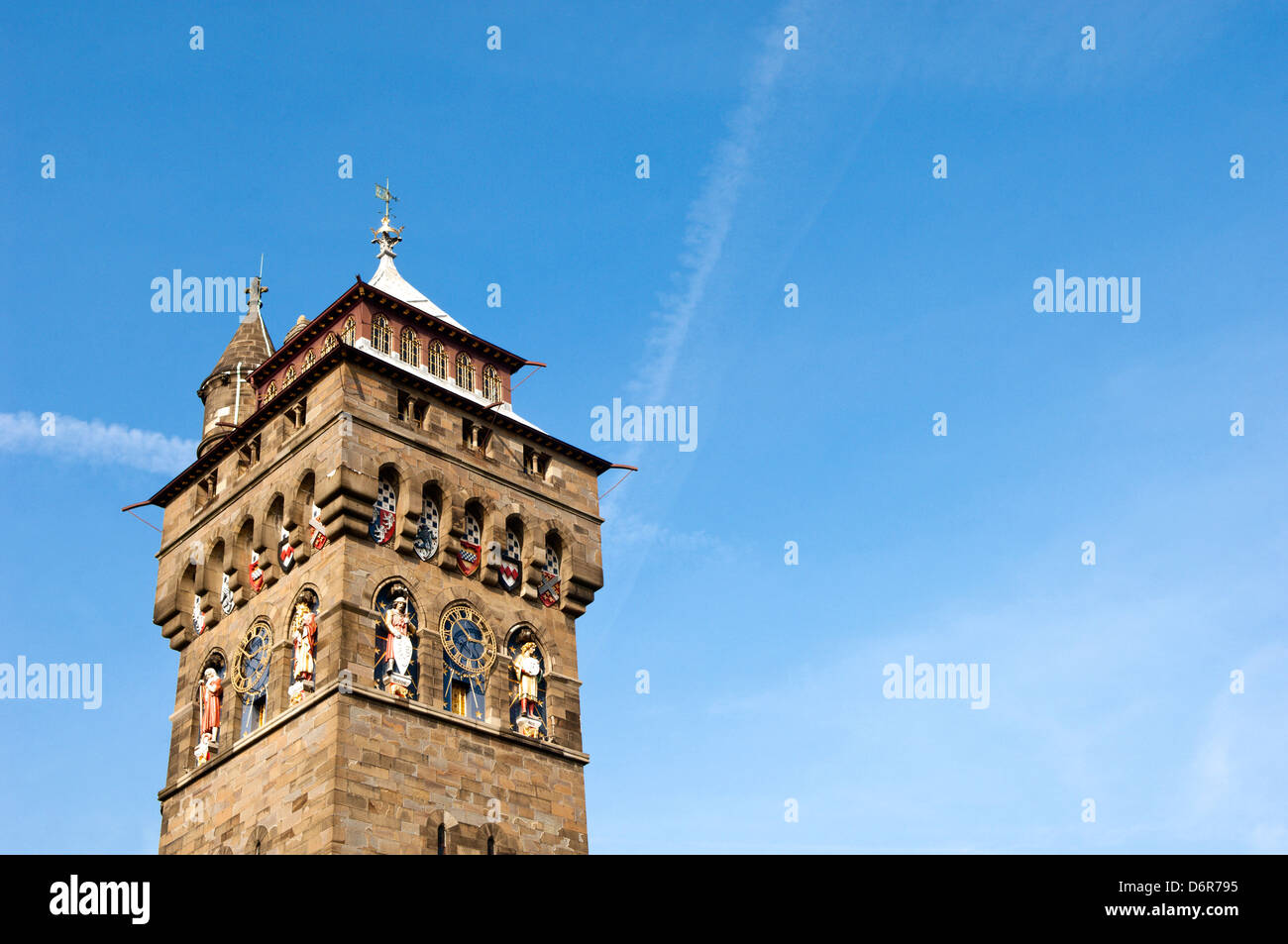 Cardiff Castle Clock Tower, Cardiff,Glamorgan, Wales, UK Stock Photo - Alamy