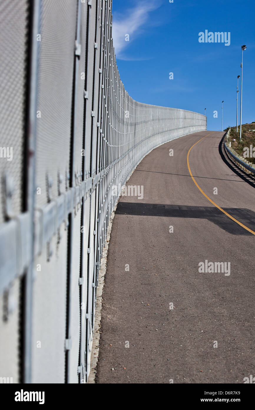 Border fence separating San Diego and Tijuana February 17, 2012 in San ...