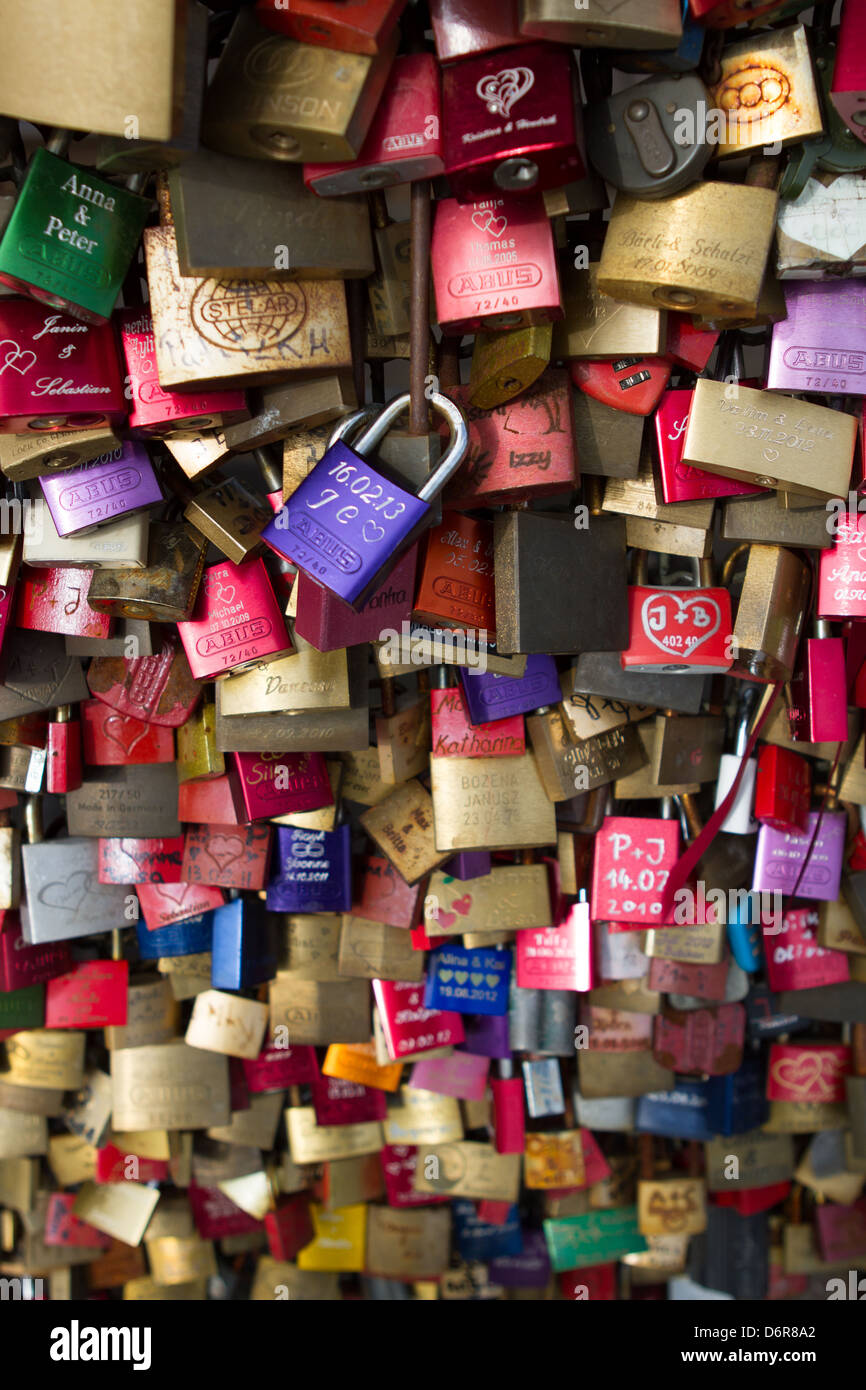 Padlocks on Cologne Railway Bridge signify couples' love for each other ...