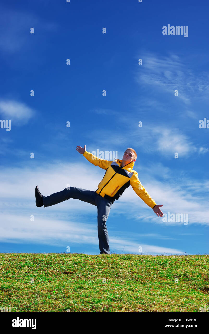 Man standing in funny pose. Fun scene Stock Photo - Alamy