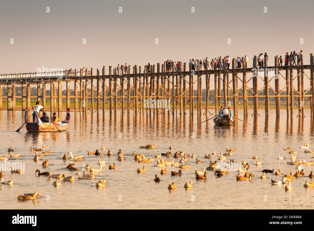 U Bein wooden bridge, world’s longest teak footbridge, crossing ...