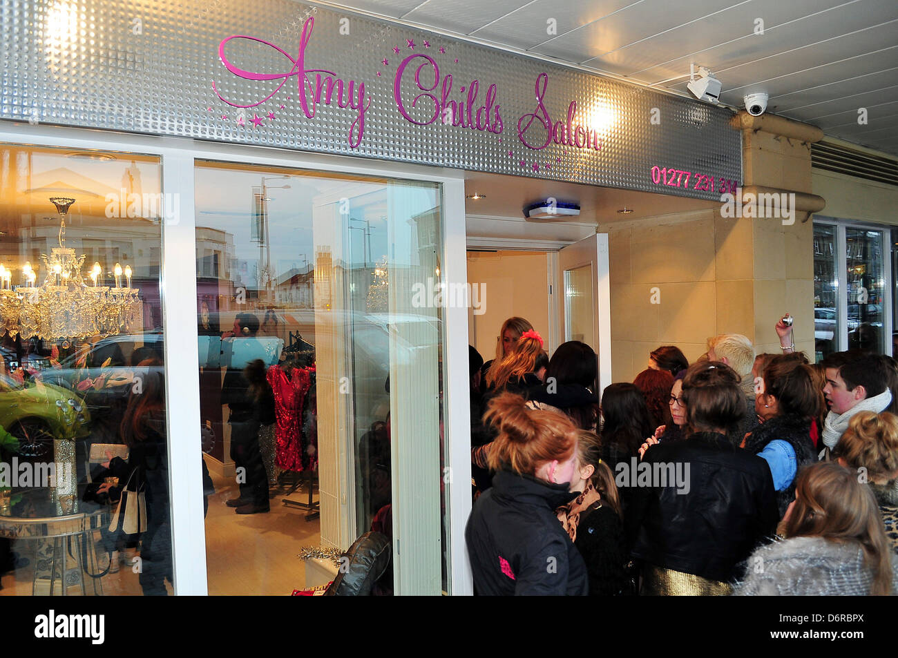 Amy Childs at her salon to sign copies of her calender Essex, England ...