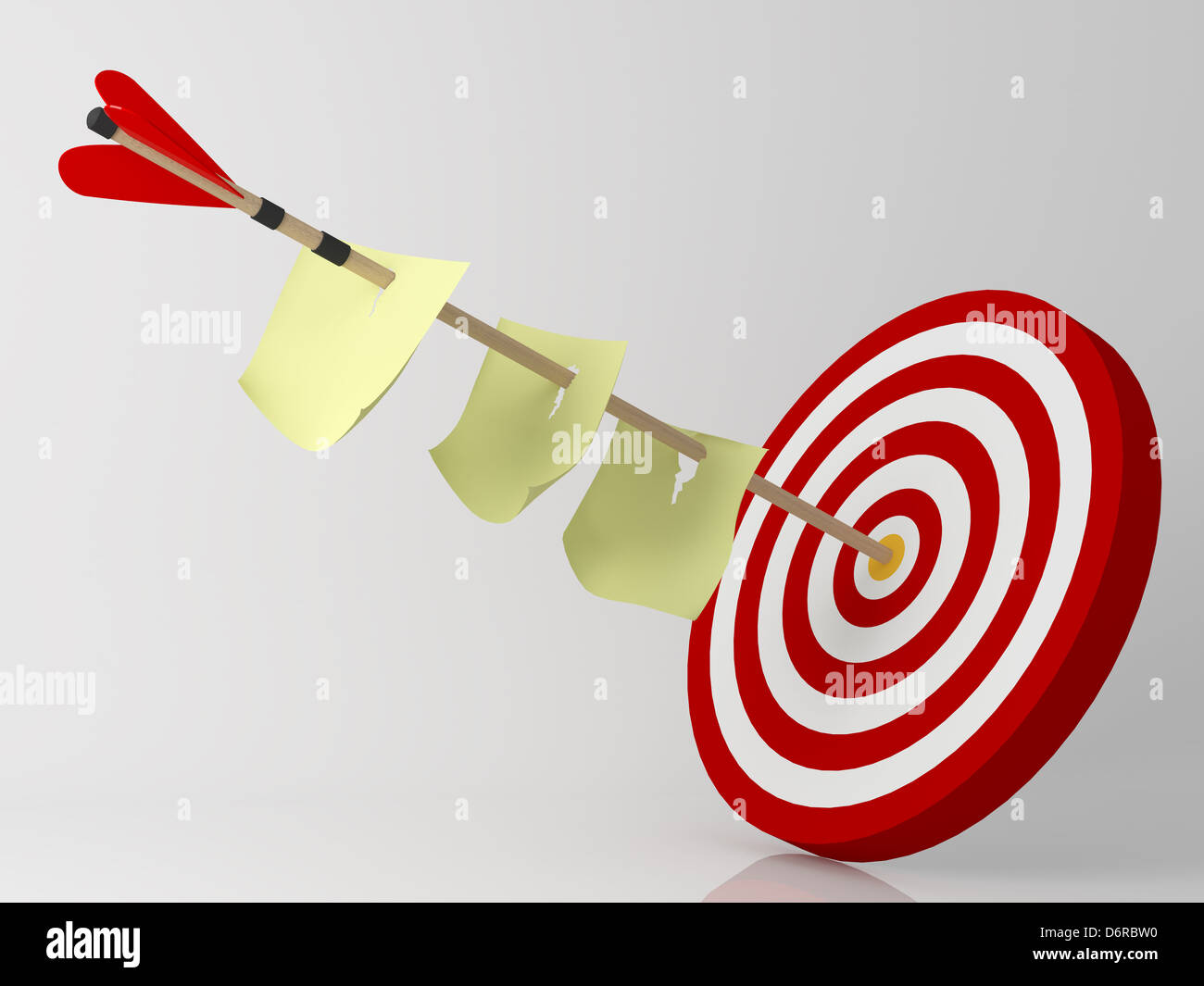 Target with a blank sheet of paper and arrow Stock Photo - Alamy