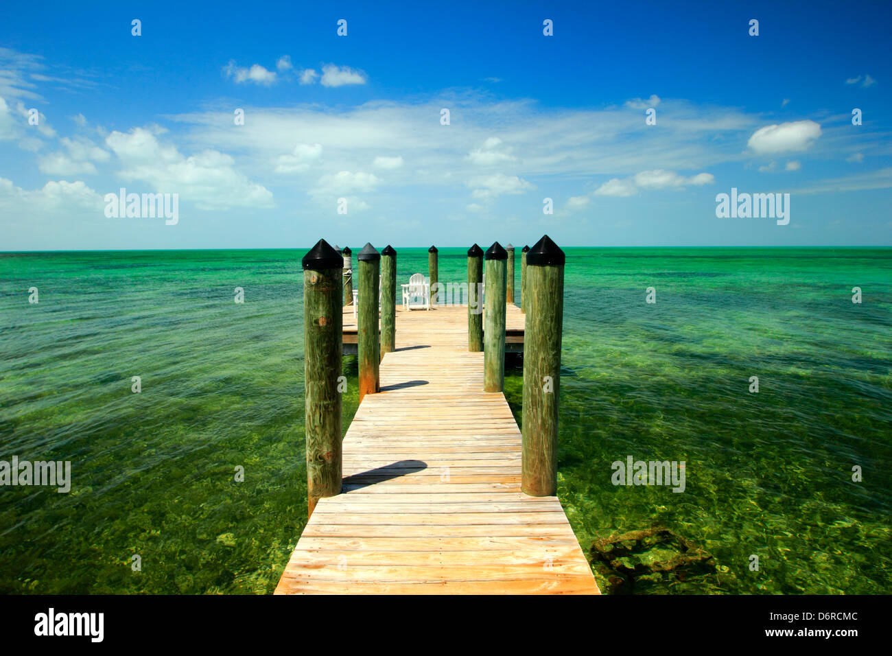 Pier at ocean, Gulf Of Mexico, Florida Keys, Monroe County, Florida ...