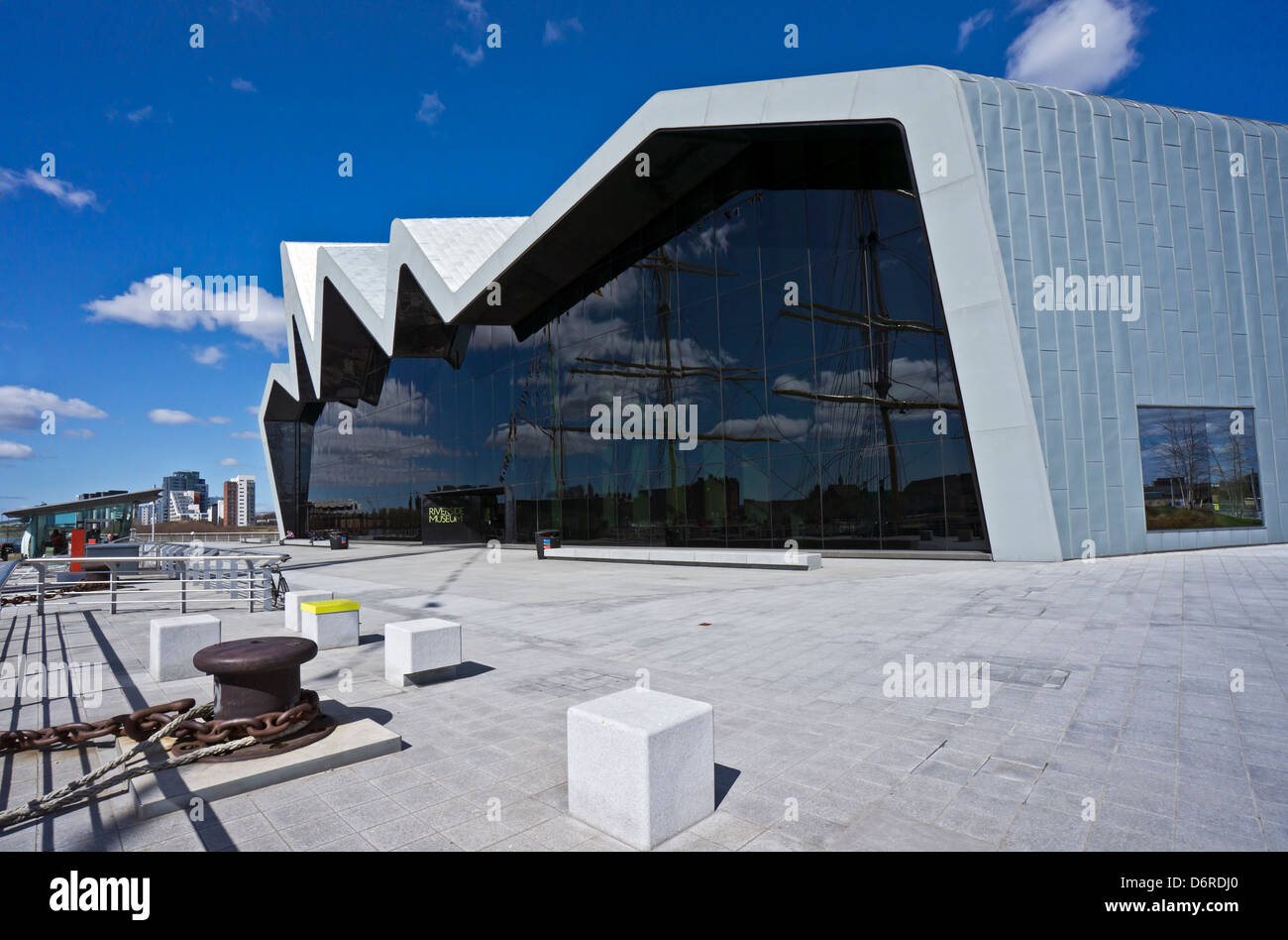 Newly built Riverside Museum on the River Clyde in Glasgow featuring ...
