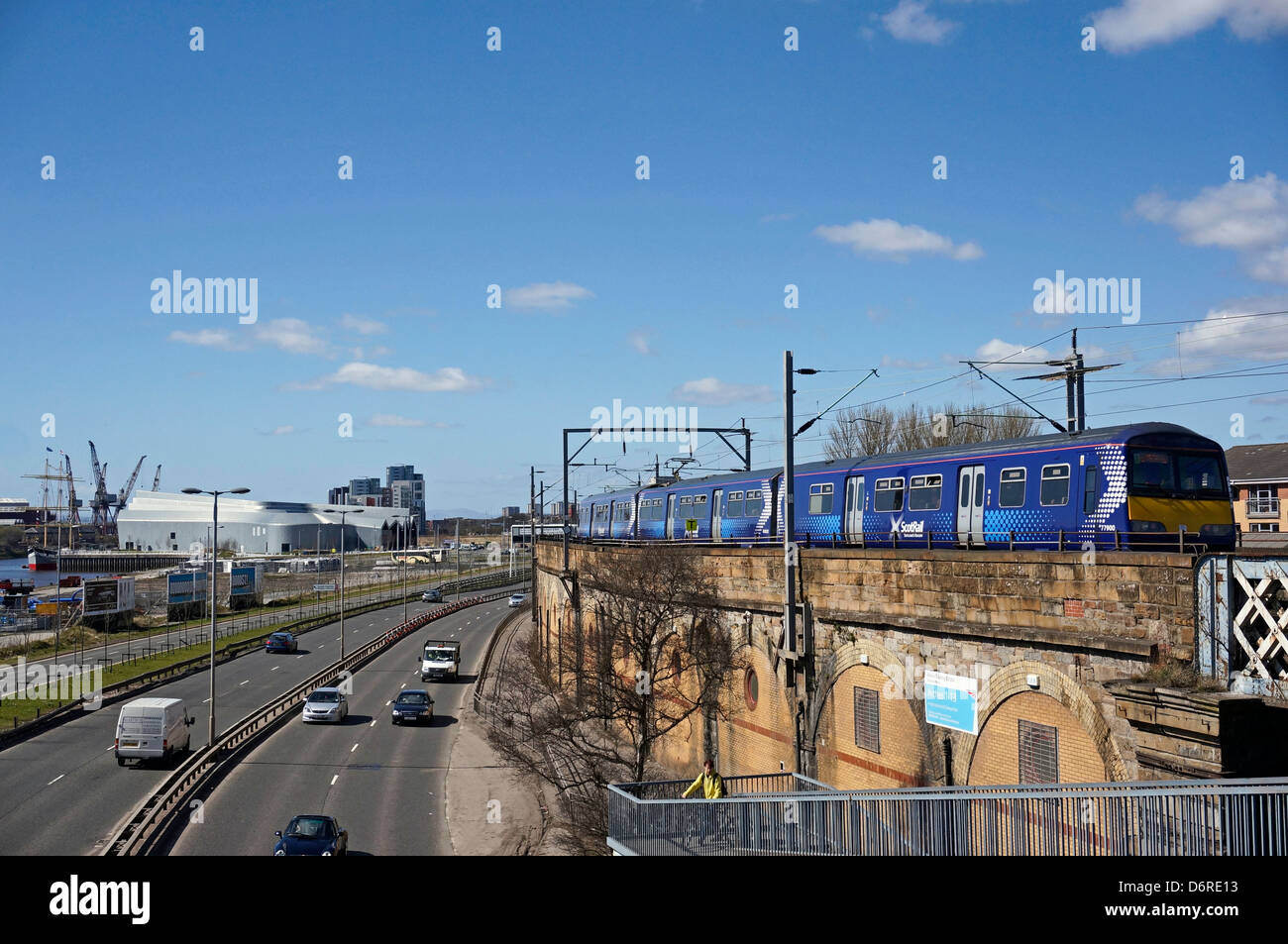 A Scotrail Class 170 Turbostar heading towards Partick Station beside ...