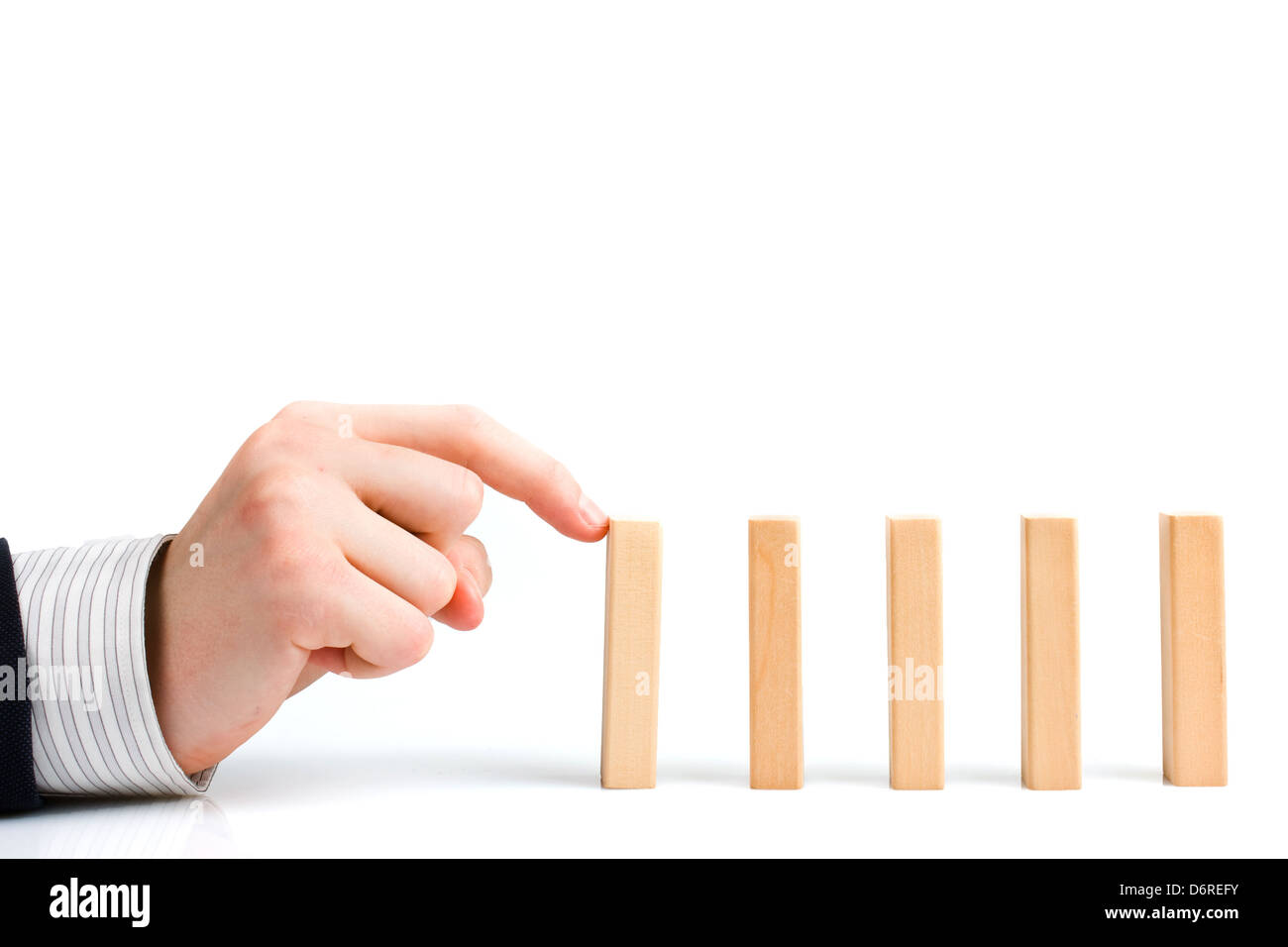 Concept for solution to a problem by stopping the domino effect Stock ...