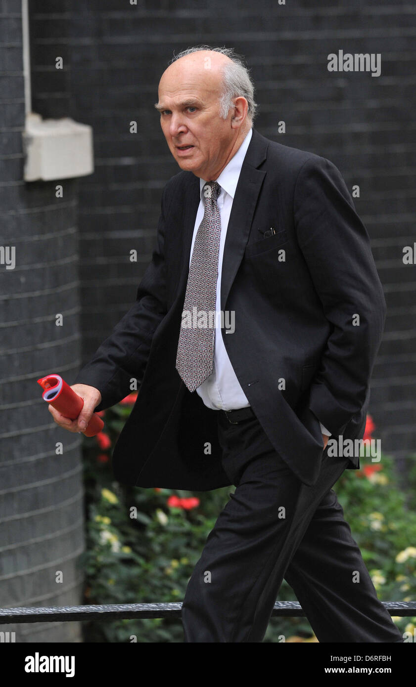 Business Secretary Vince Cable arrives at 10 Downing Street for a ...