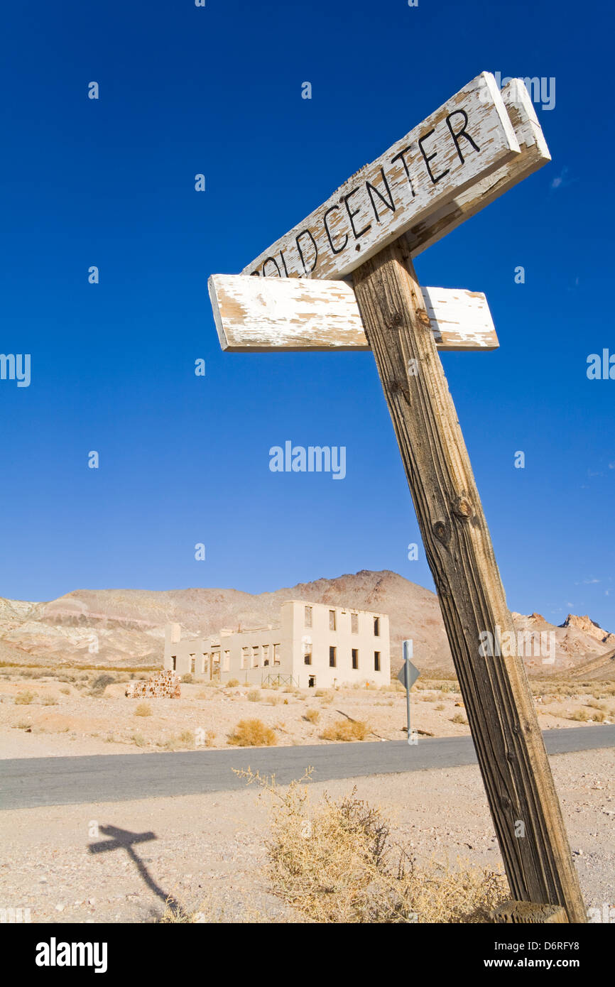 Sign in the Rhyolite ghost town, Beatty, Nevada, USA, North America ...